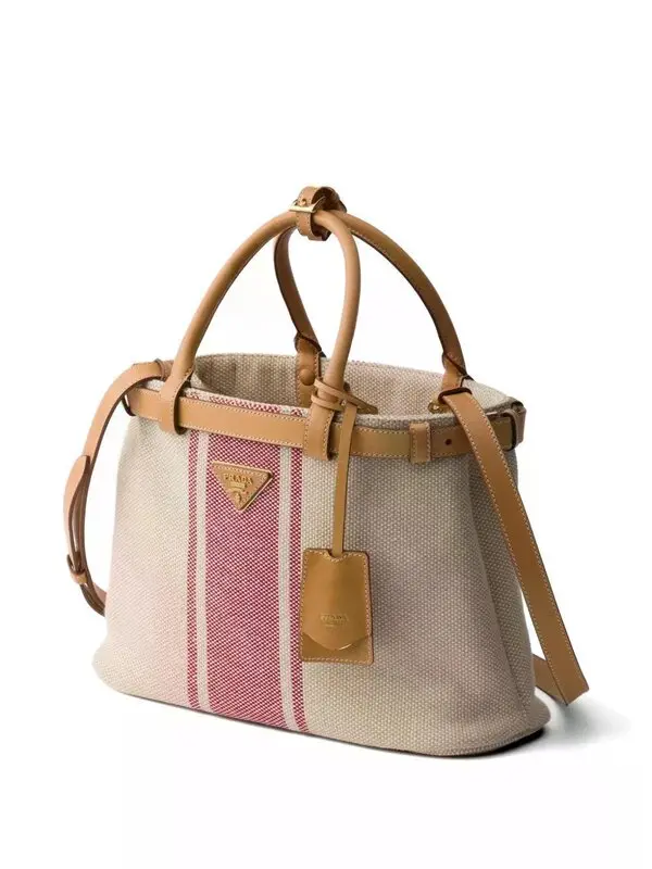 Prada Medium Canvas And Leather Handbag
