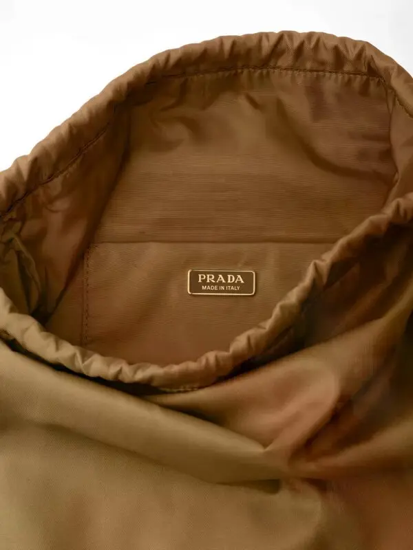 Prada Re-nylon Pouch With Leather Lacing - Brown