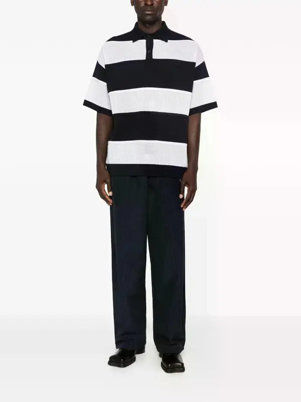 JUUN.J Buttoned Striped Polo Shirt