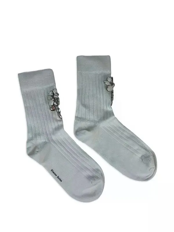 Simone Rocha Poppy Crystal-embellished Ribbed Socks - Blue