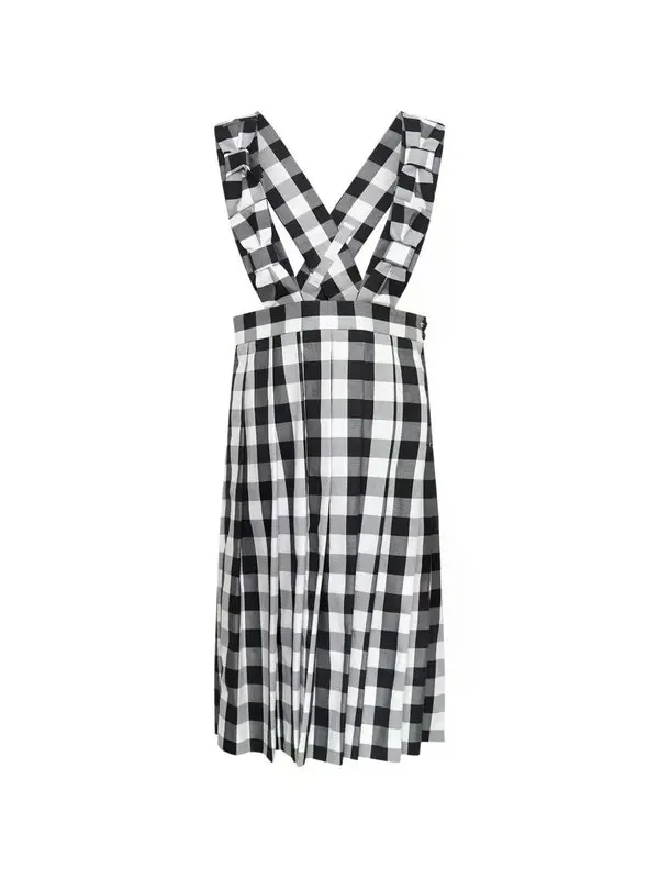 Comme Des Garçons Gingham-check Ruffled Midi Dress - Black