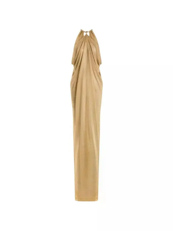 Alberta Ferretti Metallic-effect Halterneck Maxi Dress