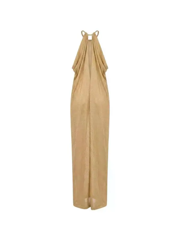 Alberta Ferretti Metallic-effect Halterneck Maxi Dress