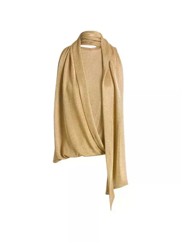 Alberta Ferretti Draped Metallic-effect Blouse