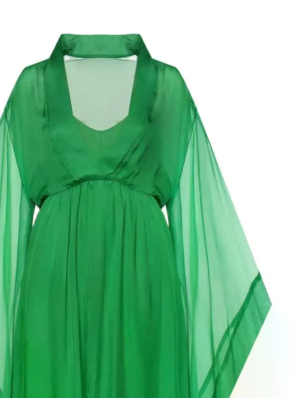 Alberta Ferretti Sheer-paneled Silk Maxi Dress - Green