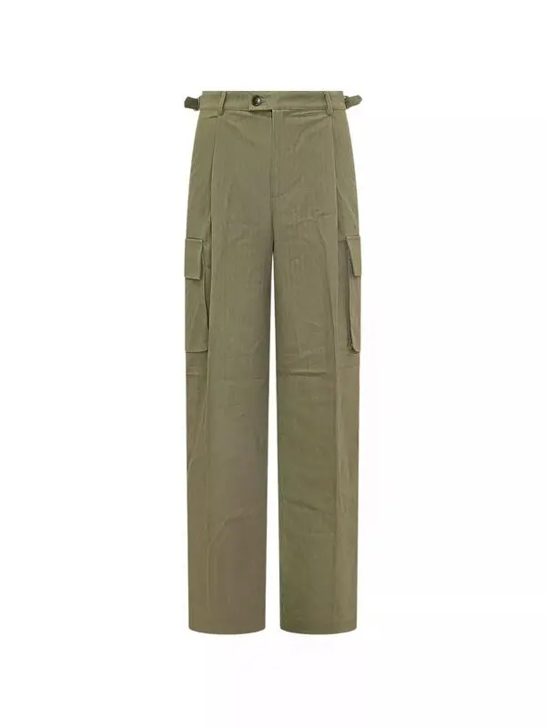 FOUND Hava Herringbone Pleated Cargo Trousers