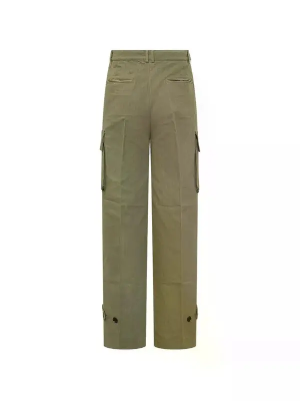 FOUND Hava Herringbone Pleated Cargo Trousers