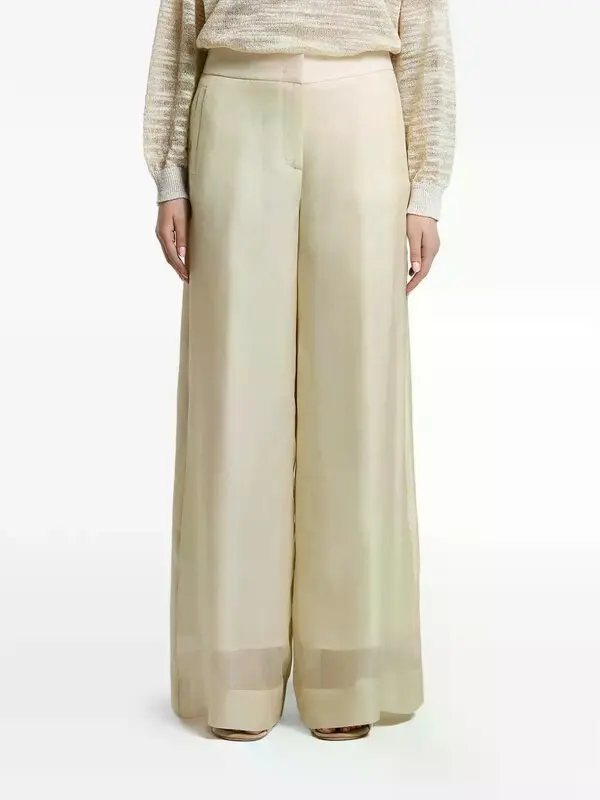 Peserico Wide-leg Trousers With Sheer Paneling