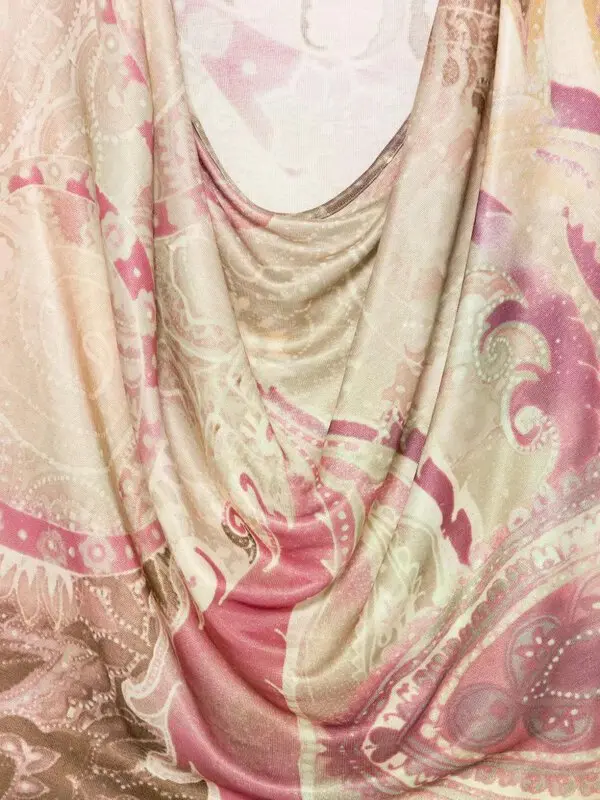 Roberto Cavalli 2000s Paisley Print Cowl Neck Top