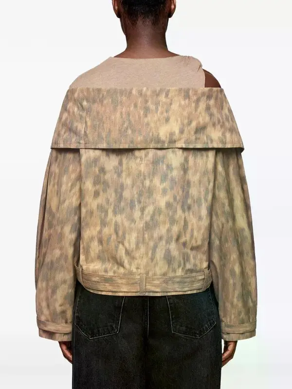 GANNI Leopard-print Off-shoulder Jacket