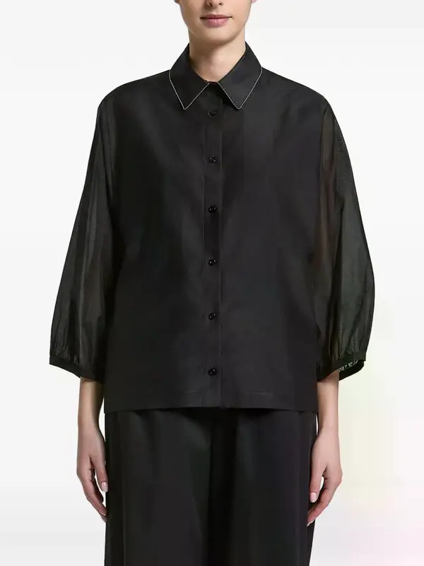 Peserico Sheer Panelled Puff-sleeve Shirt
