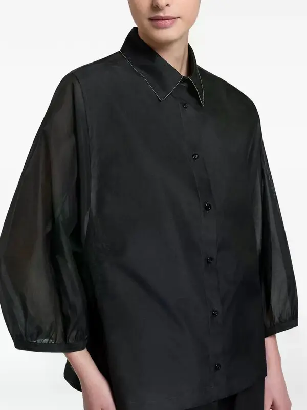 Peserico Sheer Panelled Puff-sleeve Shirt