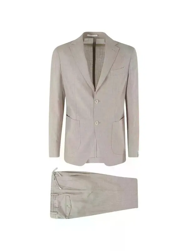 Eleventy Drawstring-waist Notched-lapel Suit - Neutrals