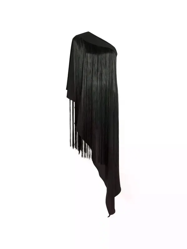 The Arrivals Angelica Fringed Asymmetric Dress - Black