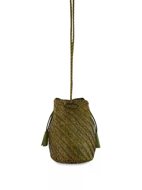 Dragon Diffusion Pompom Double Jump Woven Shoulder Bag - Green