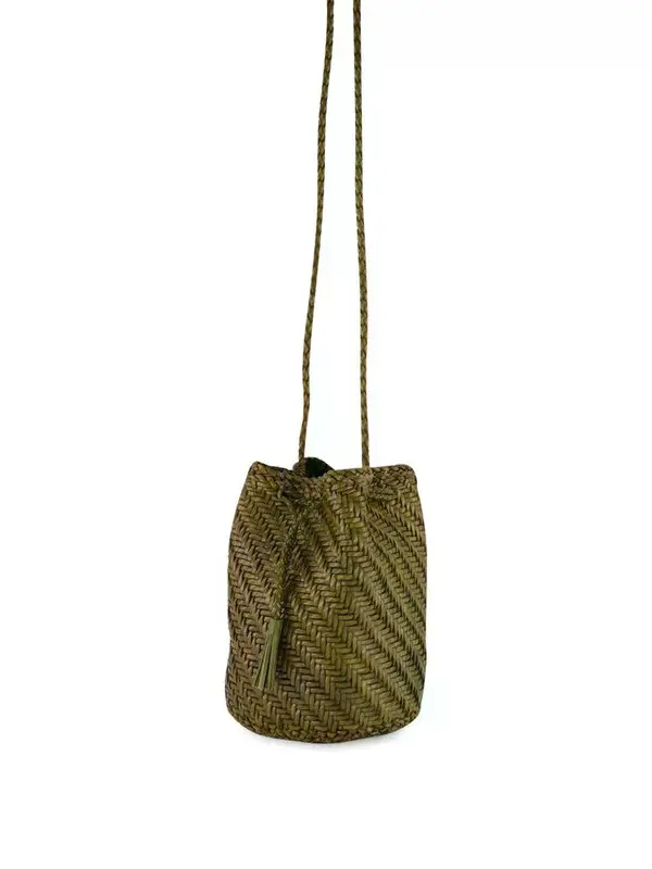 Dragon Diffusion Pompom Double Jump Woven Shoulder Bag - Green
