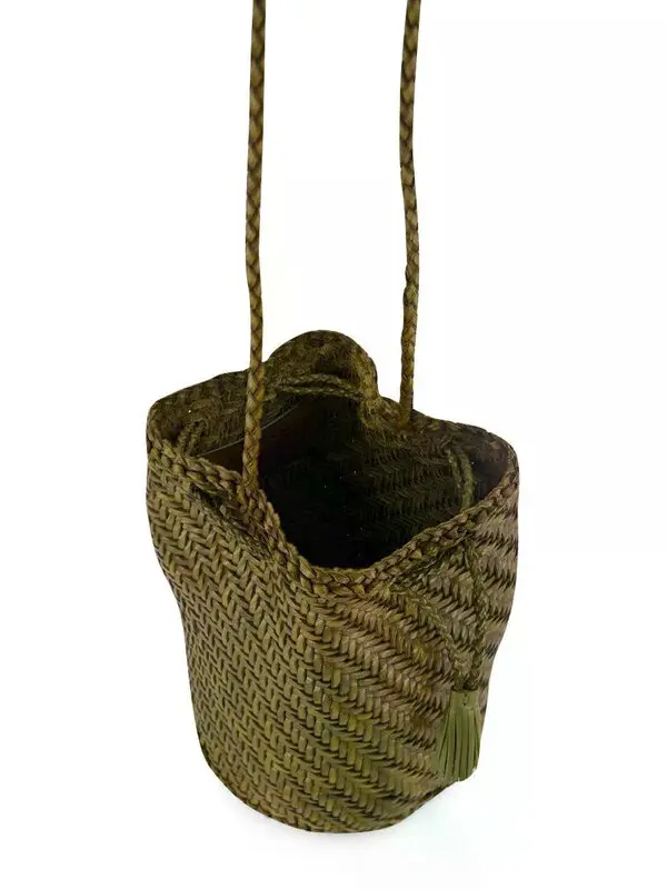 Dragon Diffusion Pompom Double Jump Woven Shoulder Bag - Green