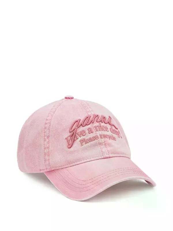 GANNI Bow-embroidered Baseball Cap - Pink