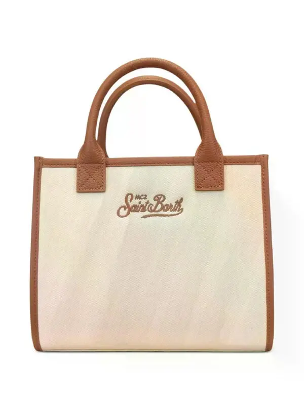 MC2 SAINT BARTH Mini Logo-embroidered Canvas Tote - Neutrals