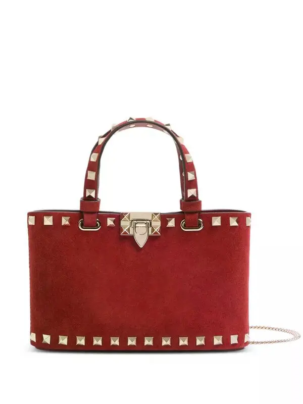 Valentino Garavani Rockstud Mini Suede Shopping Bag - Red
