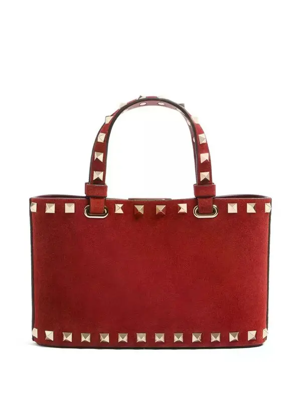 Valentino Garavani Rockstud Mini Suede Shopping Bag - Red