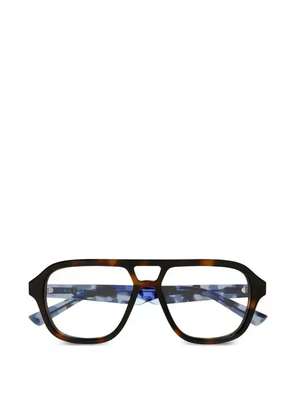 Gucci Tortoiseshell Geometric Frame Glasses - Brown