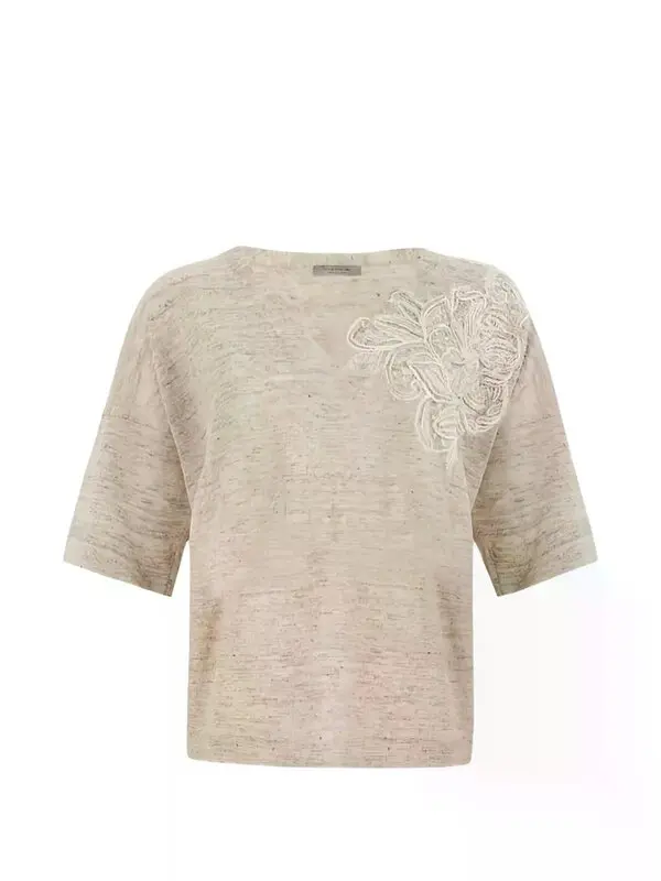 D.exterior Floral-appliqué T-shirt