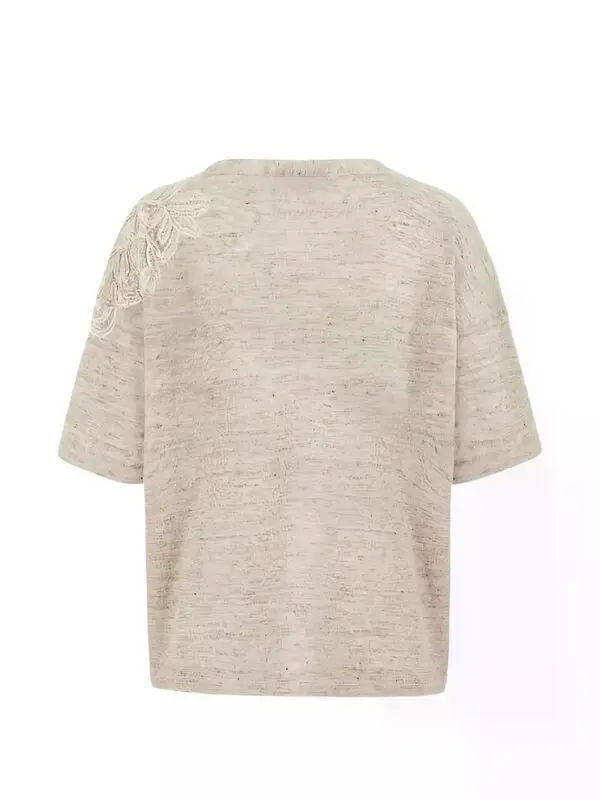 D.exterior Floral-appliqué T-shirt
