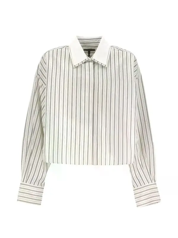 Rag & Bone Marin Striped Cropped Shirt - Neutrals