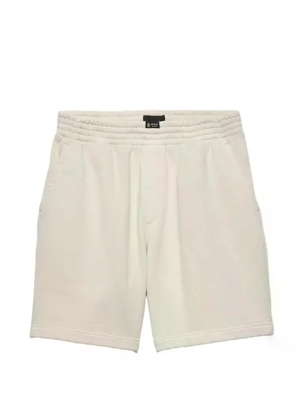 Prada Cotton Bermuda Shorts With Drawstring Waistband - Neutrals