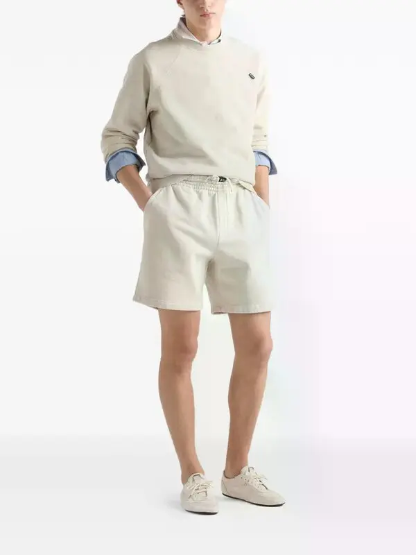 Prada Cotton Bermuda Shorts With Drawstring Waistband - Neutrals