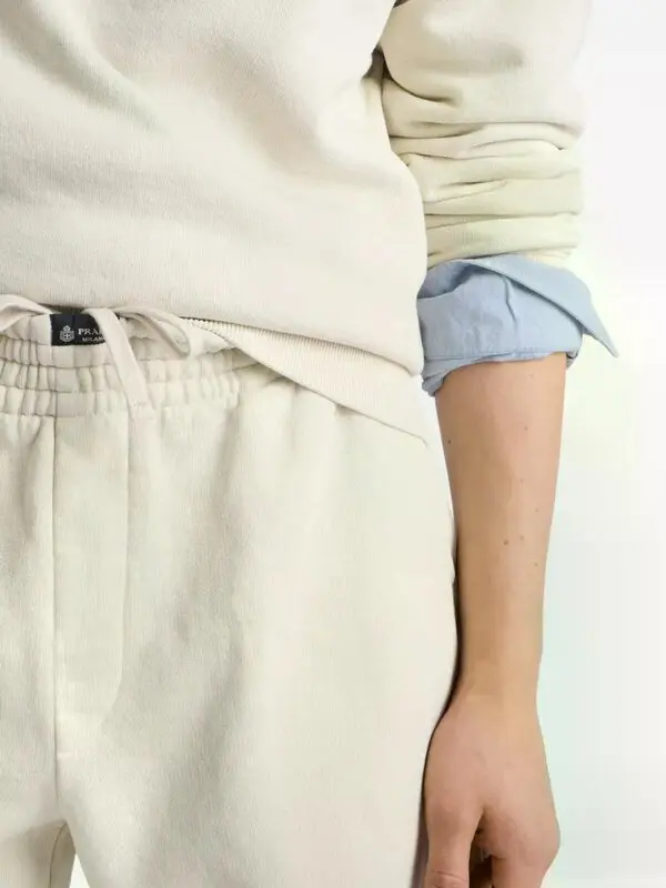 Prada Cotton Bermuda Shorts With Drawstring Waistband - Neutrals