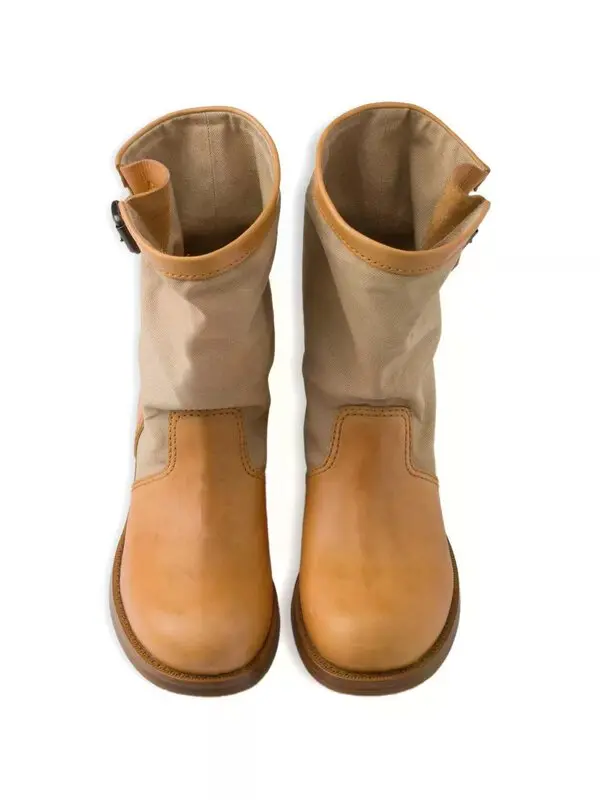 Prada Leather And Canvas Mid-calf Boots