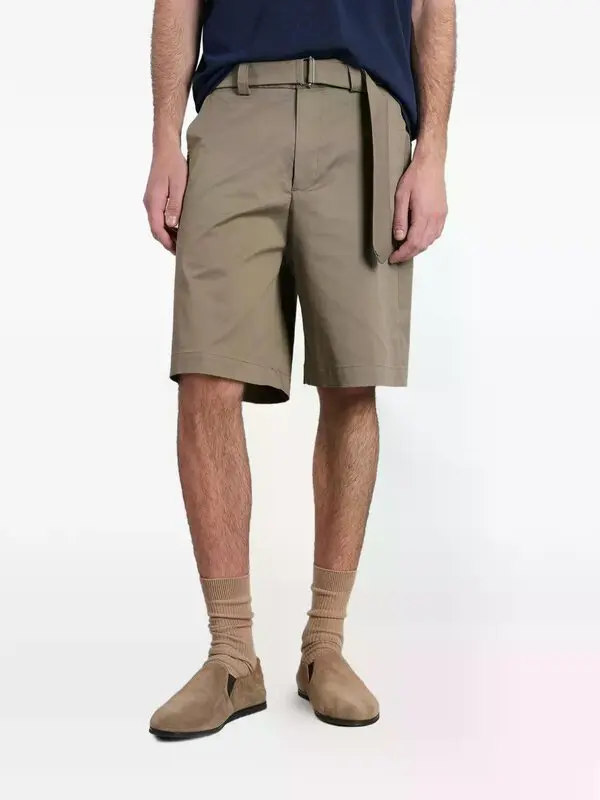 LOW BRAND Belted Twill Shorts
