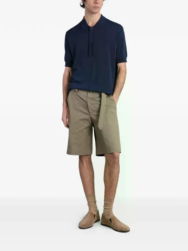 LOW BRAND Belted Twill Shorts