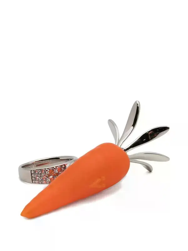 YVMIN Carrot-motif Crystal-embellished Ring - Silver