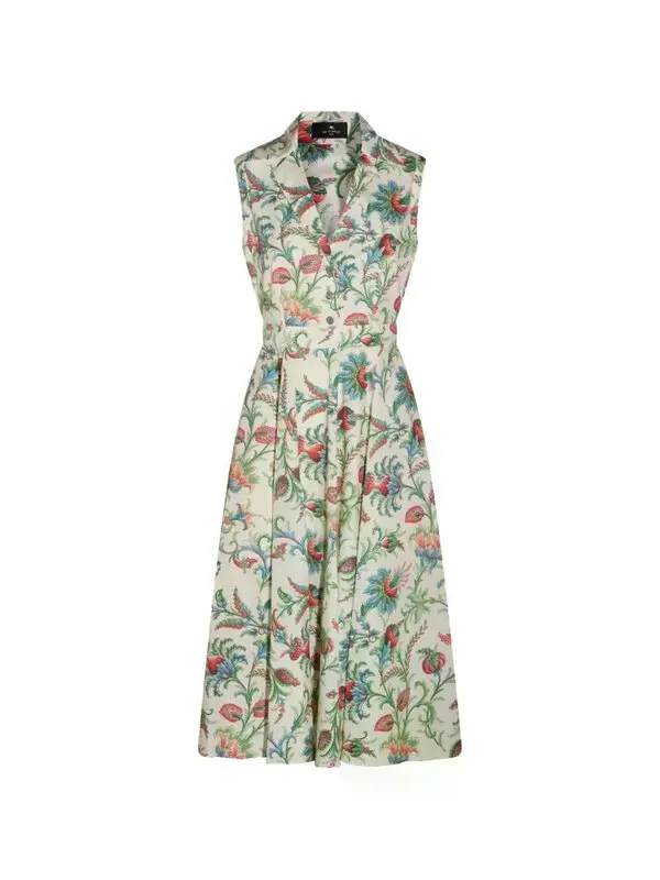 Etro Floral V-neck Midi Dress