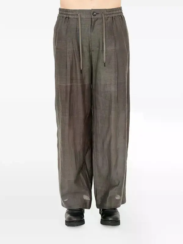 DEVOA Silk Wide Leg Trousers - Brown