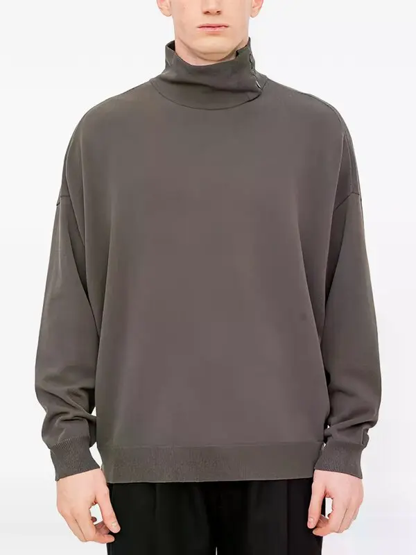 DEVOA Buttoned High-neck Sweater - Grey