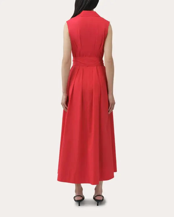 Simkhai Genny Poplin Belted Sleeveless Shirt Dress
