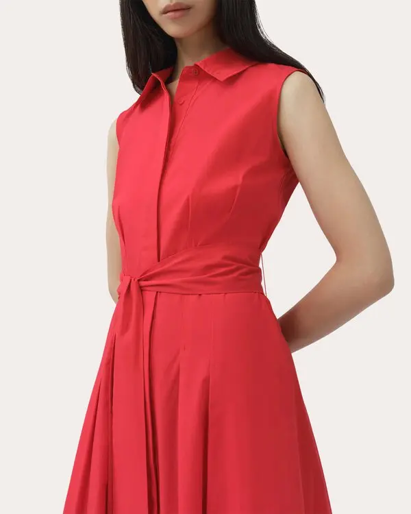 Simkhai Genny Poplin Belted Sleeveless Shirt Dress