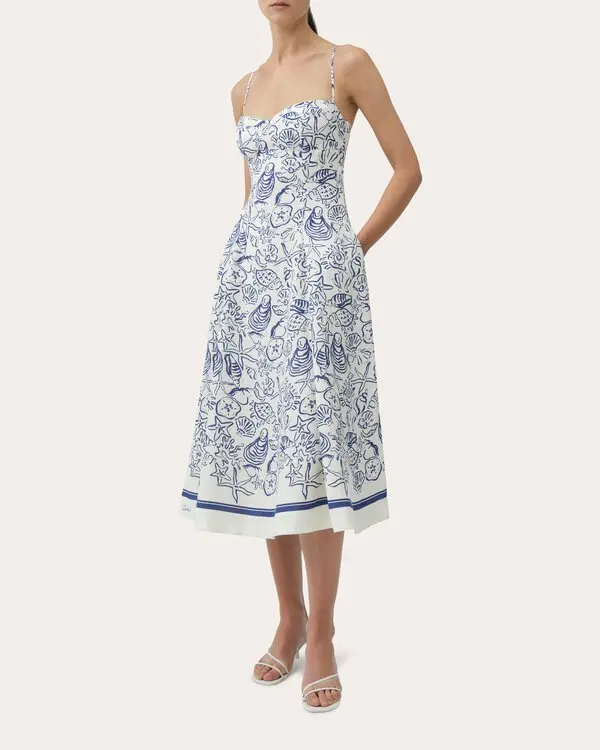 Simkhai Analise Seashell Linen Bustier Midi Dress