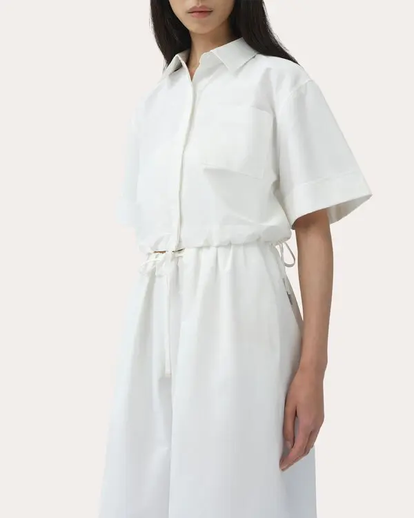 Simkhai Ryett Cotton Faille Cropped Button-up Top