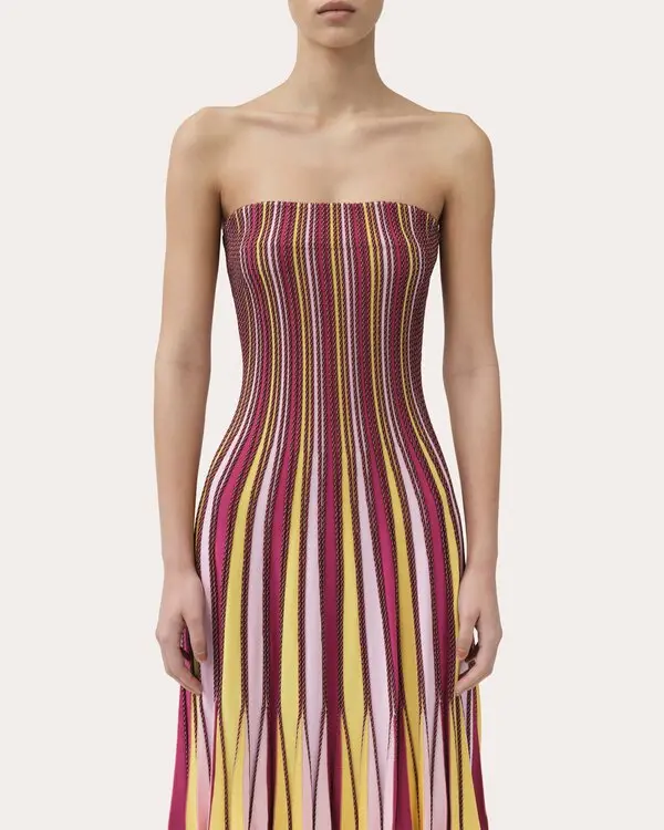Simkhai Soleil Stripe Knit Pleated Midi Dress