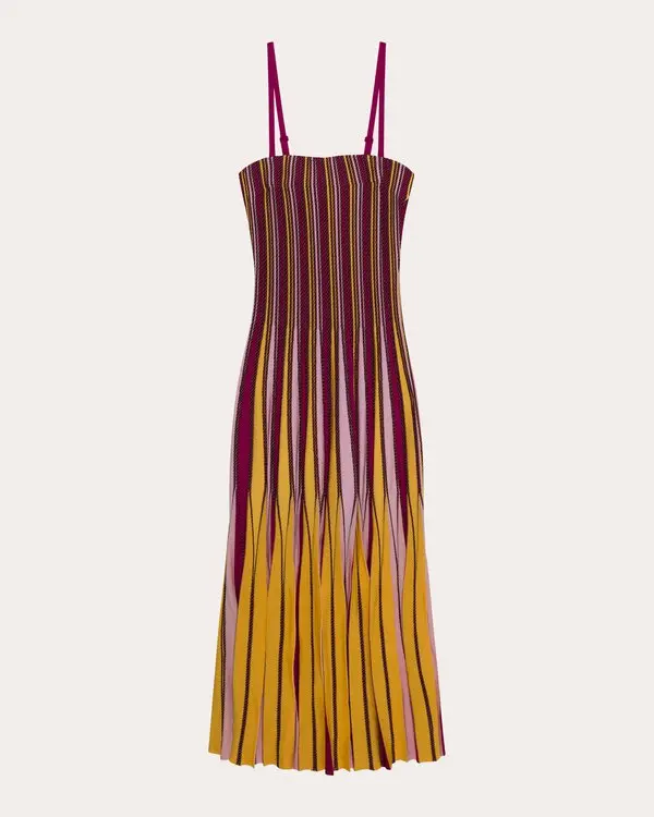 Simkhai Soleil Stripe Knit Pleated Midi Dress