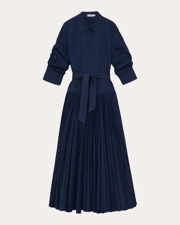 Simkhai Arlo Belted Pleated Maxi Shirt Dress - Blue