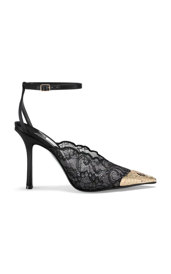 JIMMY CHOO Faiz Floral Lace Pumps With Metal Toe - Black