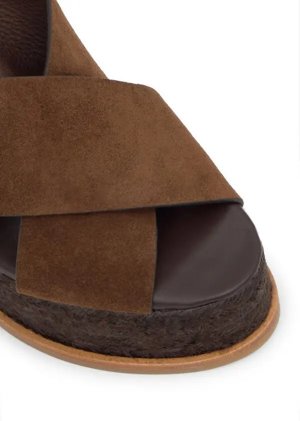 CastaÑer Betina Suede Wedge Sandals - Brown
