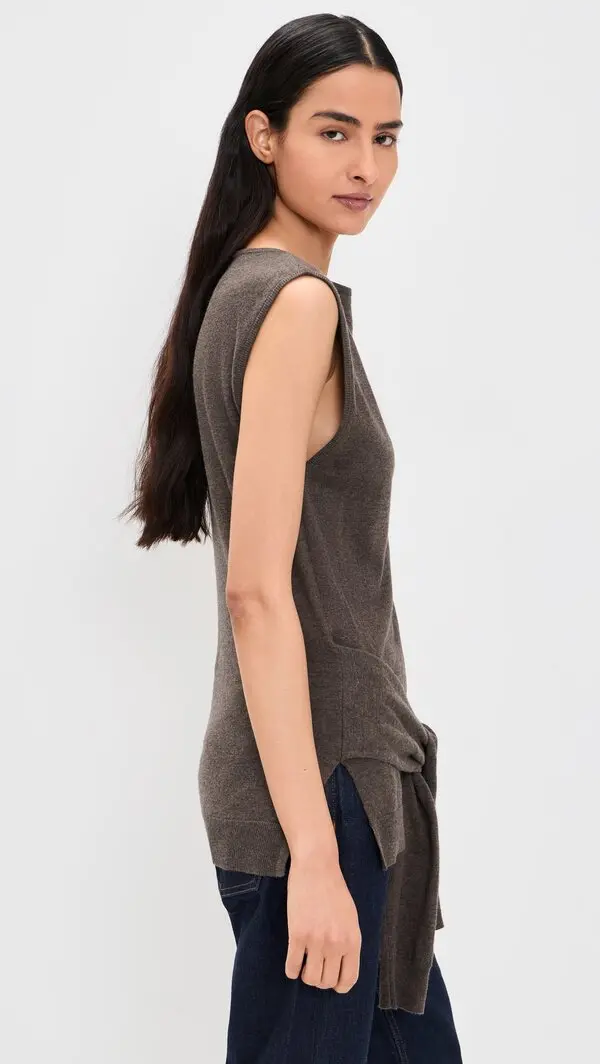 ST. AGNI Fine Merino Tie Waist Knit Top