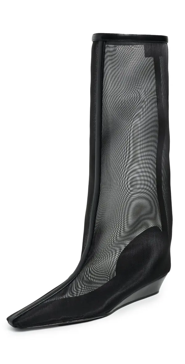 COURREGES Melting Wedge Mesh Boots - Black